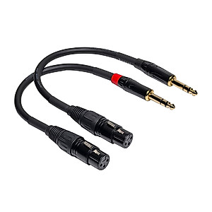 Suanqi 023 6in 1/4 TRS to XLR Female Adapter, 6.35 to XLR Female, XLR to 1/4 Adapter 1/4 Audio Cable 6in/2pack