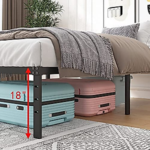 ALDRICH 18 Inch Metal California King Size Bed Frame - Black Basic Anti Squeak Steel Slats Cali Platform, Easy Assembly Heavy Duty Noise Free Cal Bedframes, No Box Spring Needed