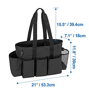 LoDrid Tote Cleaning Caddy with Dividers for Cleaning Supplies, Cleaning Bag Organizer with Handle Strap for Cleaning Work, Black, (Bag Only)