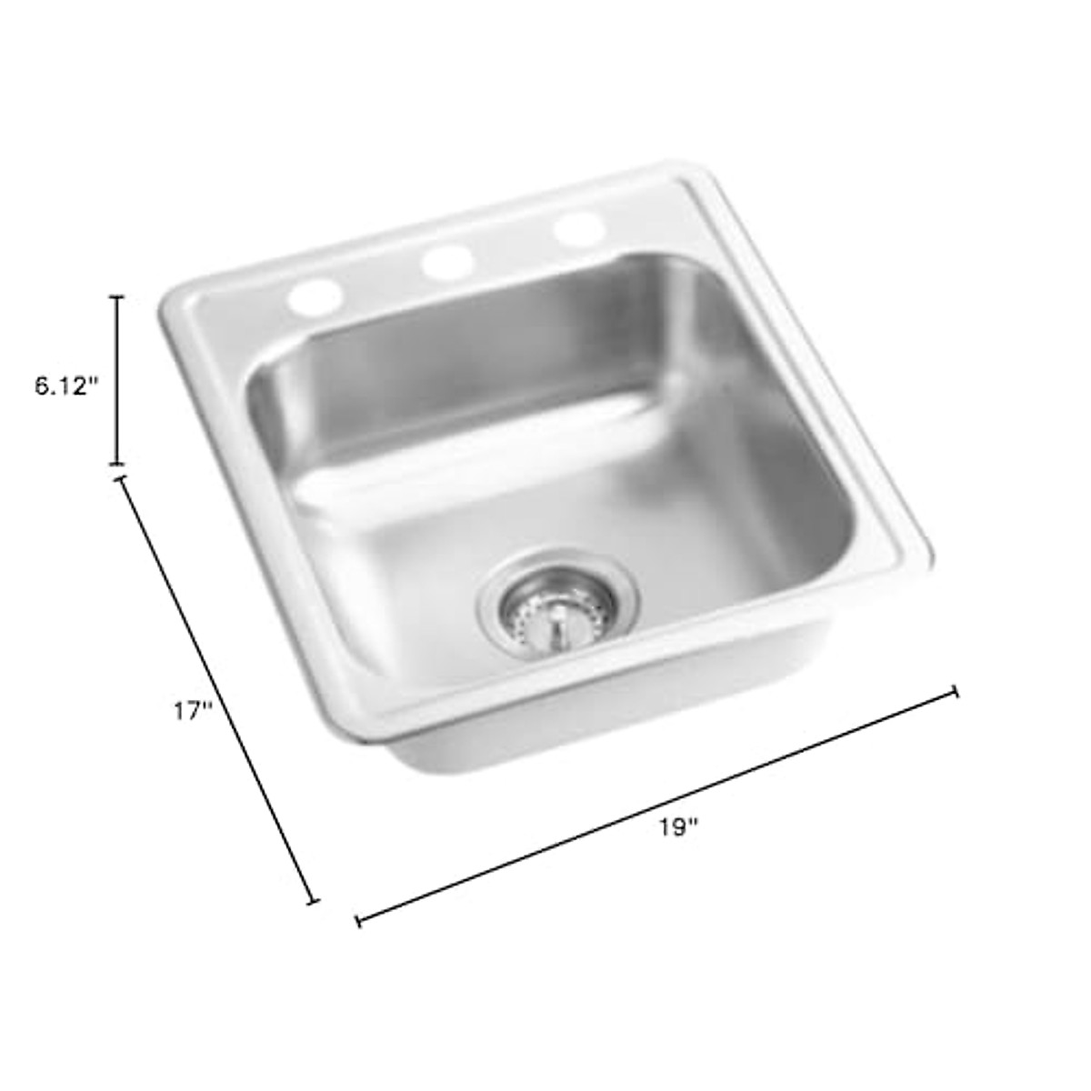 PROFLO PFSR171963 PROFLO PFSR171963 Bealeton 17" Rectangular Stainless Steel Drop In Bar Sink with 3 Faucet Holes at 8" Centers