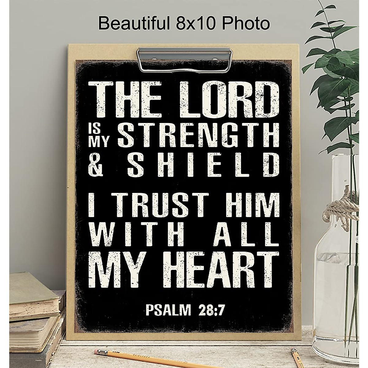 Religious Christian Gifts for Men - Catholic Decor Wall Art - Man Cave, Home Office, Boys Bedroom - Holy Scripture Bible Verses - Inspirational Positive Spiritual Quotes - Motivational God Sayings