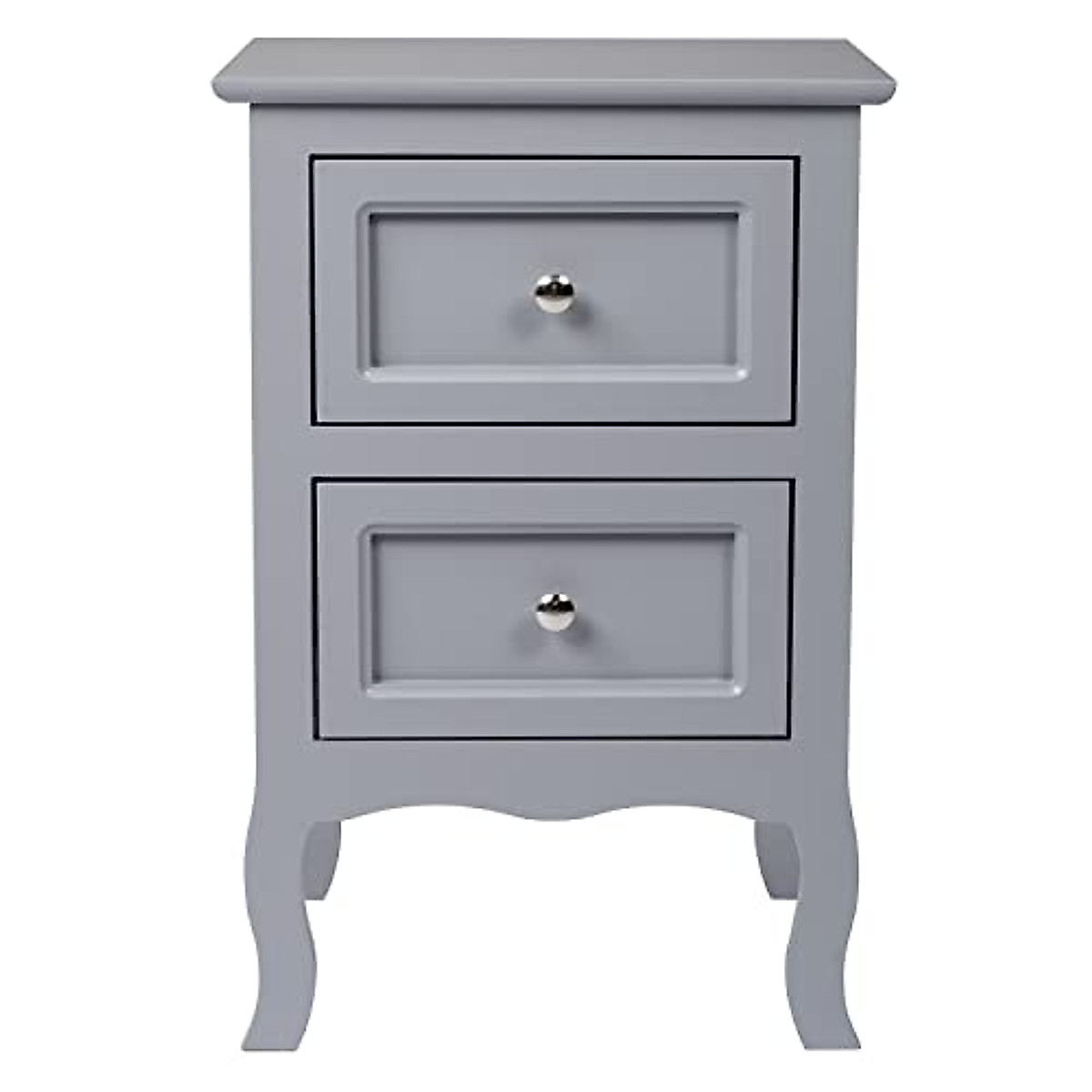 SoSo-BanTian1989 Pack of 2pcs Grey Finish Wood Nightstand with 2-Drawers, Bedside Cabinet Country Style Bedroom Furniture