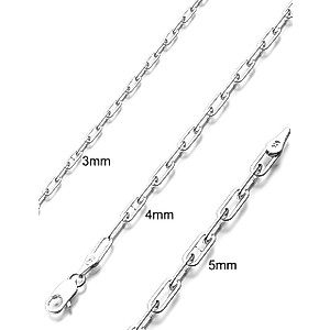 925 Sterling Silver Paperclip Chain Bracelet 4mm Silver Bracelet for Women Men Silver Bracelet 6.5-9 Inches (Silver 4mm, 7)