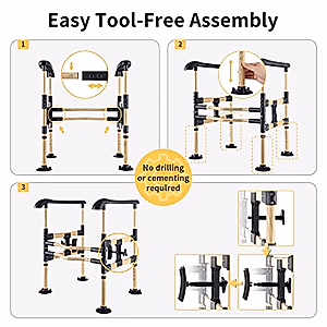 Toilet Safety Rail for Elderly, Adjustable Detachable Frame, Toilet Safety Frame for Elderly & Handicapped - Elderly Assistance Products, 4 Replacement Suction Pads, Enhances Stability