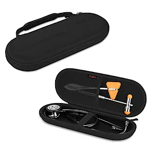 SKYREH Stethoscope Hard Case, Shockproof Slim Travel Storage Bag for 3M Littmann Classic III, 3M Littmann Cardiology IV, Lightweight II S.E, Omron, ADC, MDF Acoustica Stethoscope (Black)