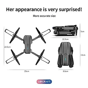 E99pro Foldable Motor Drone with 2 Cameras 40KM/h MAX Wind Resistant 4 Level 5GHz WIFI FPV Drones with HD Camera RC Quadcopter Drone for Children Adults 2 Batteries idea16 UAV (Black)