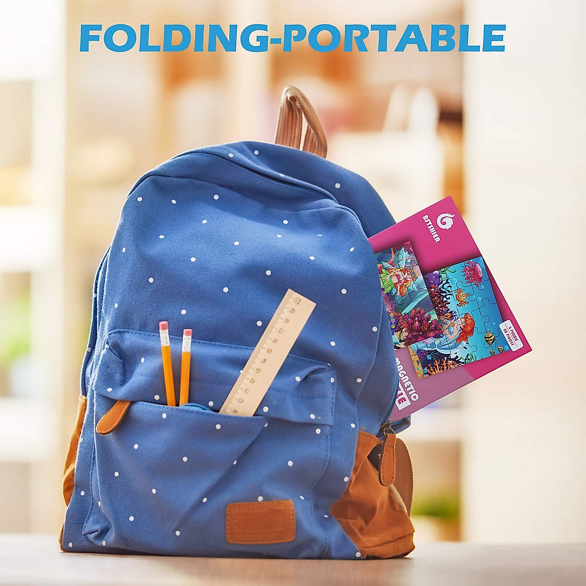 2 Set BST SHIER Magnetic Puzzles for Kids Ages 3 4 5 6, TWO-20 Piece Mermaid Animal Wooden Jigsaw Puzzles Book for Toddlers, Preschool Educational Toys for 3 4 5 6 Year olds Boys and Girls