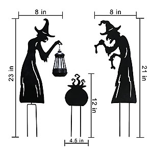 Kurala Halloween Solar Light Outdoor, Witch Shaped 3 Pack Retro Warm White LED Lights Waterproof, Stake Lights for Walkway, Yard, Lawn, Patio, Porch, Garden Decoration.
