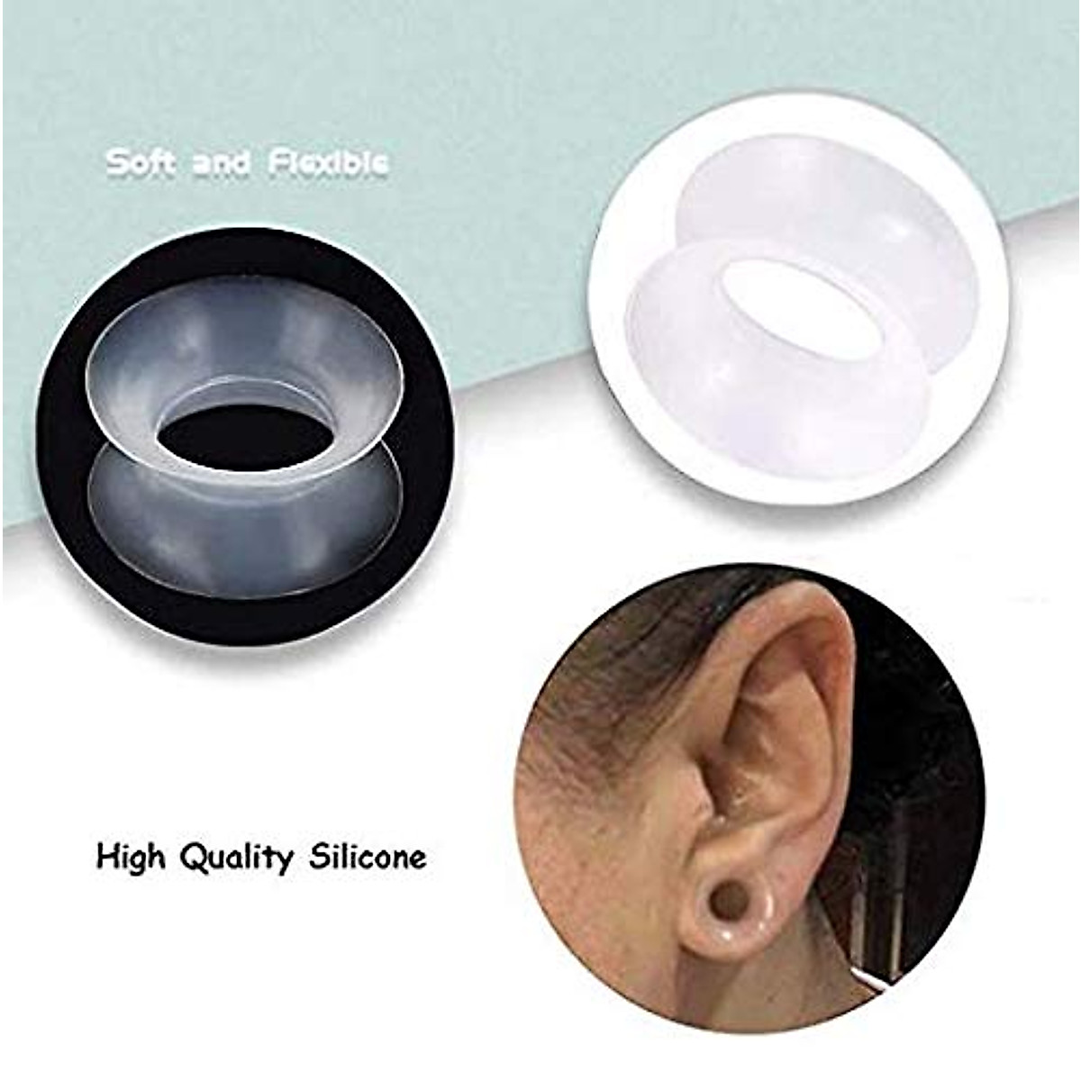 HISHION 50pcs Ear Stretching Kit 14G-00G Acrylic Tapers and Plugs + Silicone Tunnels 9 Gauges Good for Beginners for Women Men Body Piercing Jewelry(Transparent)