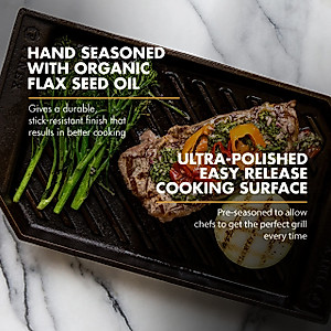 FINEX 15" Cast Iron Lean Grill Pan, Modern Heirloom, Handcrafted in the USA, Pre-seasoned with Organic Flaxseed Oil