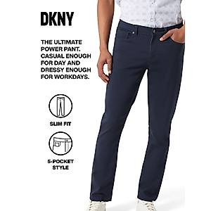 DKNY Mens Pants - Slim Fit Business Casual Pants for Men | Ultra Soft Mens Chino Stretch Work Pant | Everyday Casual Slacks Navy