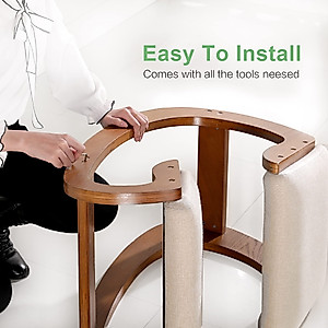 Predawn Ergonomic Kneeling Chair,Rocking Knee Chair Upright Posture Chair for Home Office Meditation Wooden & Linen Cushion-Office Chair for Back Neck Pain Relief & Improving Posture (Pecan)