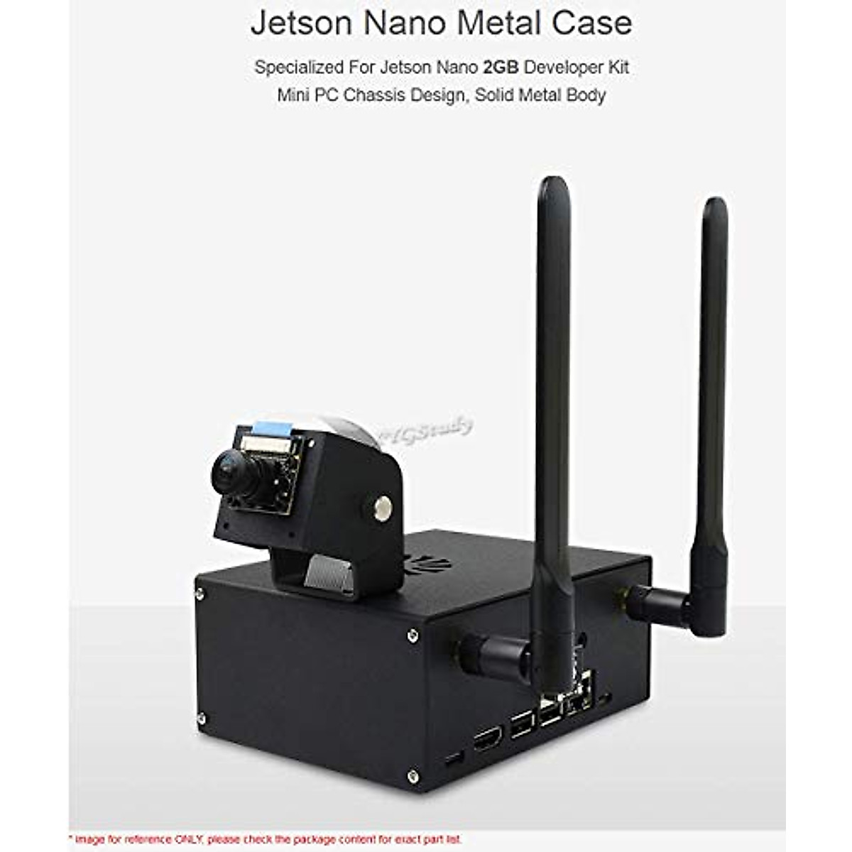 XYGStudy Jetson Nano 2GB Metal Case (E) with Camera Holder and Invisible Cooling Fan Design Specialized for Jetson Nano 2GB Developer Kit Only