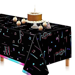 FZR Legend Music Tablecloth,Extra-Large 108”x 54”Disposable Music Table Cover, Ideal for Themed Musical Rockstar Birthday Party Supplies Decoration (1)