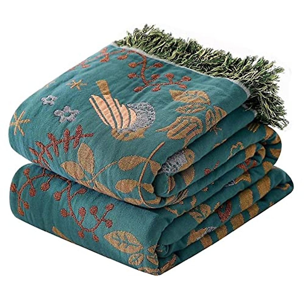 MSGKV Boho Throw Blankets 100% Cotton Blankets 80''Wx 90''L Throw Blanket for Bed Couch Sofa Double Sided Knit Blanket Warm Blanket Cover Sheet Reversible Blanket Wearable Fall Blanket