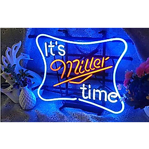 glas tube Neon Sign handmade miller 16”×13” for Home Bedroom Garage Decor Wall Light, Striking Neon Sign for Bar Pub Hotel Man Cave Recreational