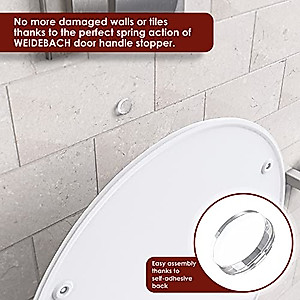 WEIDEBACH® 12x Discreet Door knob Stopper Transparent, Door Bumper Pads self-Adhesive 0.79x0.2 in, Elastic Wall Bumper Transparent, Rubber Wall Door Stop, Adhesive Rubber Door Stopper Bumpers