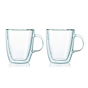 Bodum Bistro Coffee Mug (2-Pack) and Bodum Pavina Glass Double-Wall Insulated Glasses