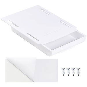 hoyuwak Under Desk Storage Drawers, Adhesive Desk Drawer Organizers, Hidden Table Cabinet, Slide-Out Desk Attachment for Desk Table Closet Cabinet Shelf Office School Home Workspace (White)