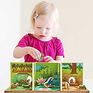 THE FRECKLED FROG Pretend 'N' Play Minibeasts - Set of 11 Bug Blocks Plus Illustrated Habitat Pieces - Ages 2+ - Wooden Insect Block Play Toy for Toddlers