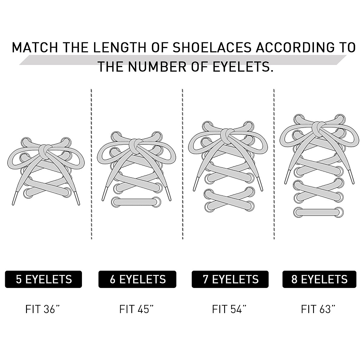 UamGlsob 2 Pairs 5/16" Wide Elastic Shoe Laces Replacement Laces for Converse High Tops Sneakers, Stretch Flat Shoelaces Shoe Strings for Vans High Tops Skate Shoes (03-White, 54'')