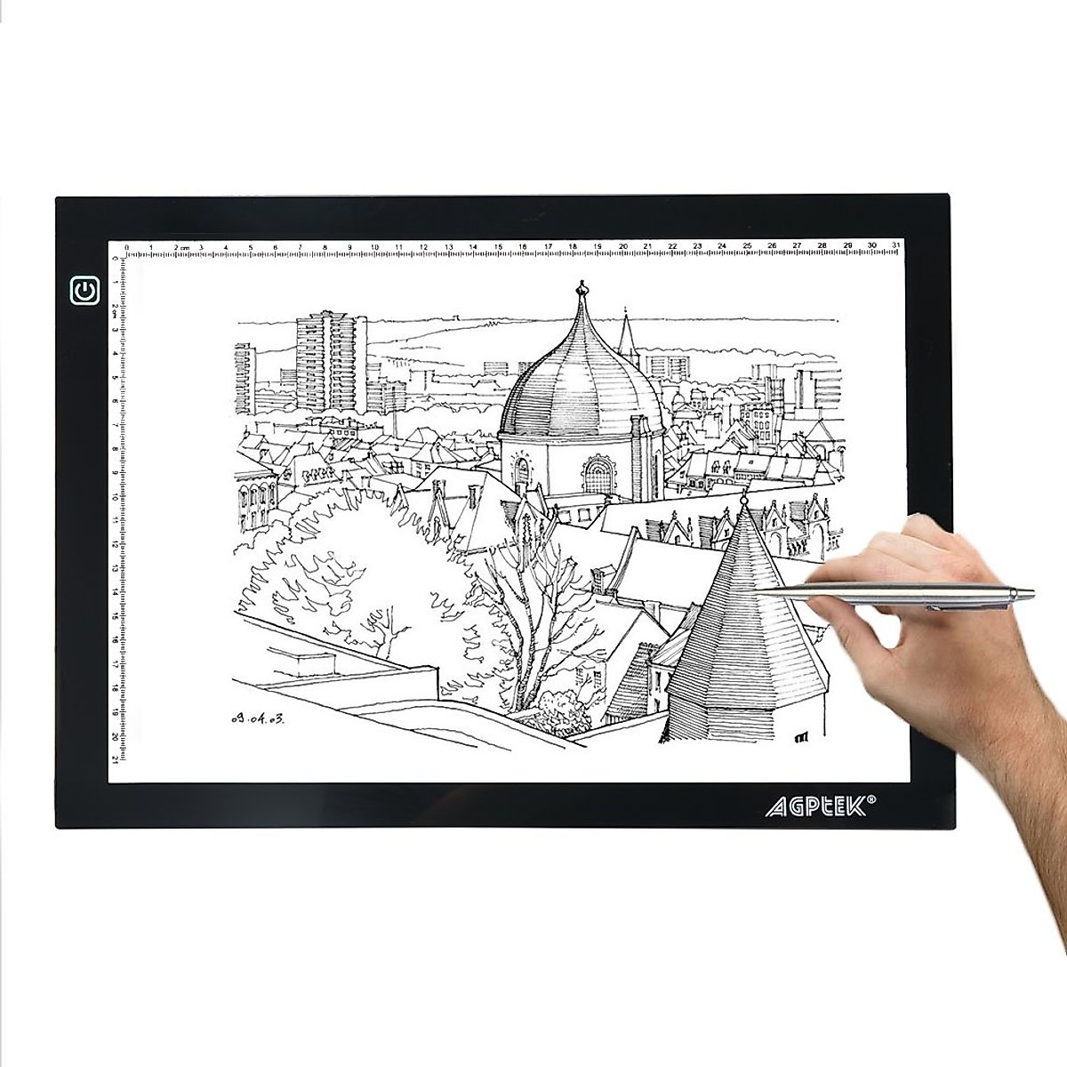 AGPtek New A4 LED Artcraft Tracing Light Pad Extra Large Active Area Ultra-Thin Stepless Brightness Control Tatoo Pad Animation, Sketching, Designing, X-ray Viewing W/USB Adapter (PSE Approval)