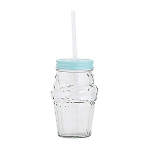 Amici Home Ice Cream Mason Jar | Set of 3 | Glass Drinking Jar with Assorted Lids and Reusable Straw | 16 Ounce Capacity | Drinkware for Ice Cream and Summer Beverages