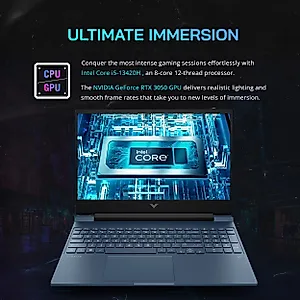 HP Victus Gaming Laptop, 15.6'' FHD 144Hz IPS Display, Intel Core i5-13420H, NVIDIA GeForce RTX 3050, 64GB RAM, 2TB PCIe SSD, Backlit Keyboard, Wi-Fi 6, HD Camera, Win 11 Pro, Blue, 32GB USB Card