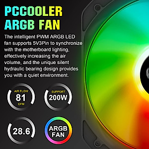 PCCOOLER Paladin 400 Premium ARGB CPU Air Cooler with PWM 130mm Fan, 200W TDP, 4 High Performance Heatpipes, Nickel-Plated Anti-oxidant Protective Layer for AMD Ryzen AM4 and Intel LGA 1700/1200/115X