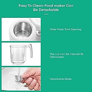 TLGREEN Baby Food Maker Steamer and Blender | Baby Puree Maker with Self Cleans | Baby Food Warmer Mills Machine | Auto Cooking & Grinding | Anti Waterproof Drying System | Touch Screen Control White