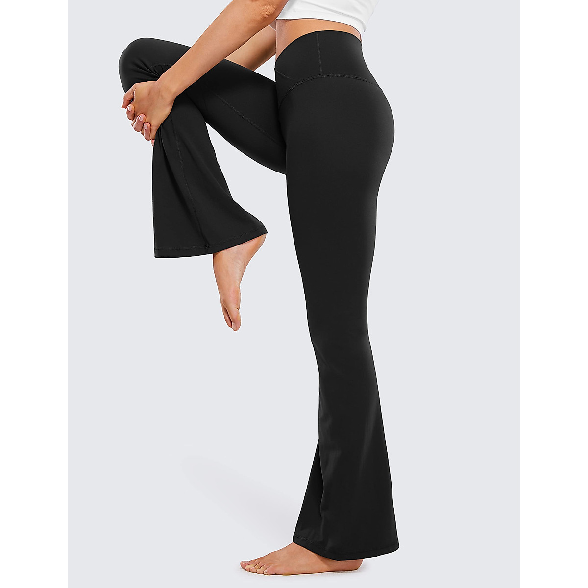 CRZ YOGA Butterluxe Crossover Flare Leggings for Women 31" - High Waist V Cross Bootcut Bell Bottoms Tummy Control Yoga Pants Black X-Large