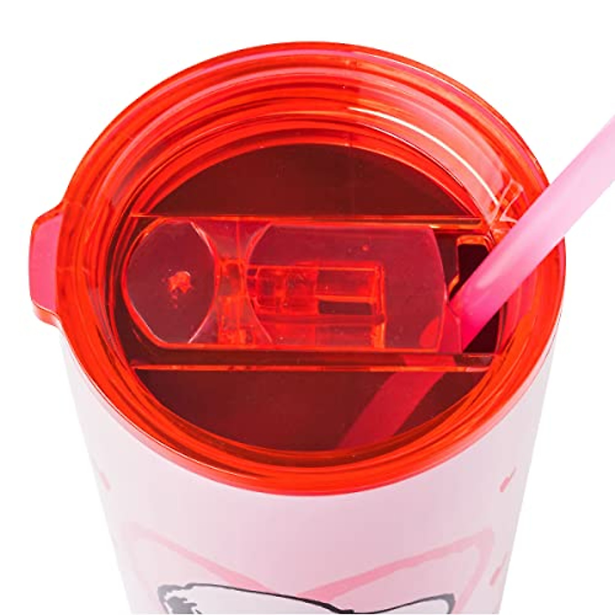 Silver Buffalo Peanuts Snoopy Woodstock Hearts Double Walled Stainless Steel Tumbler w/Straw, 22 Ounces