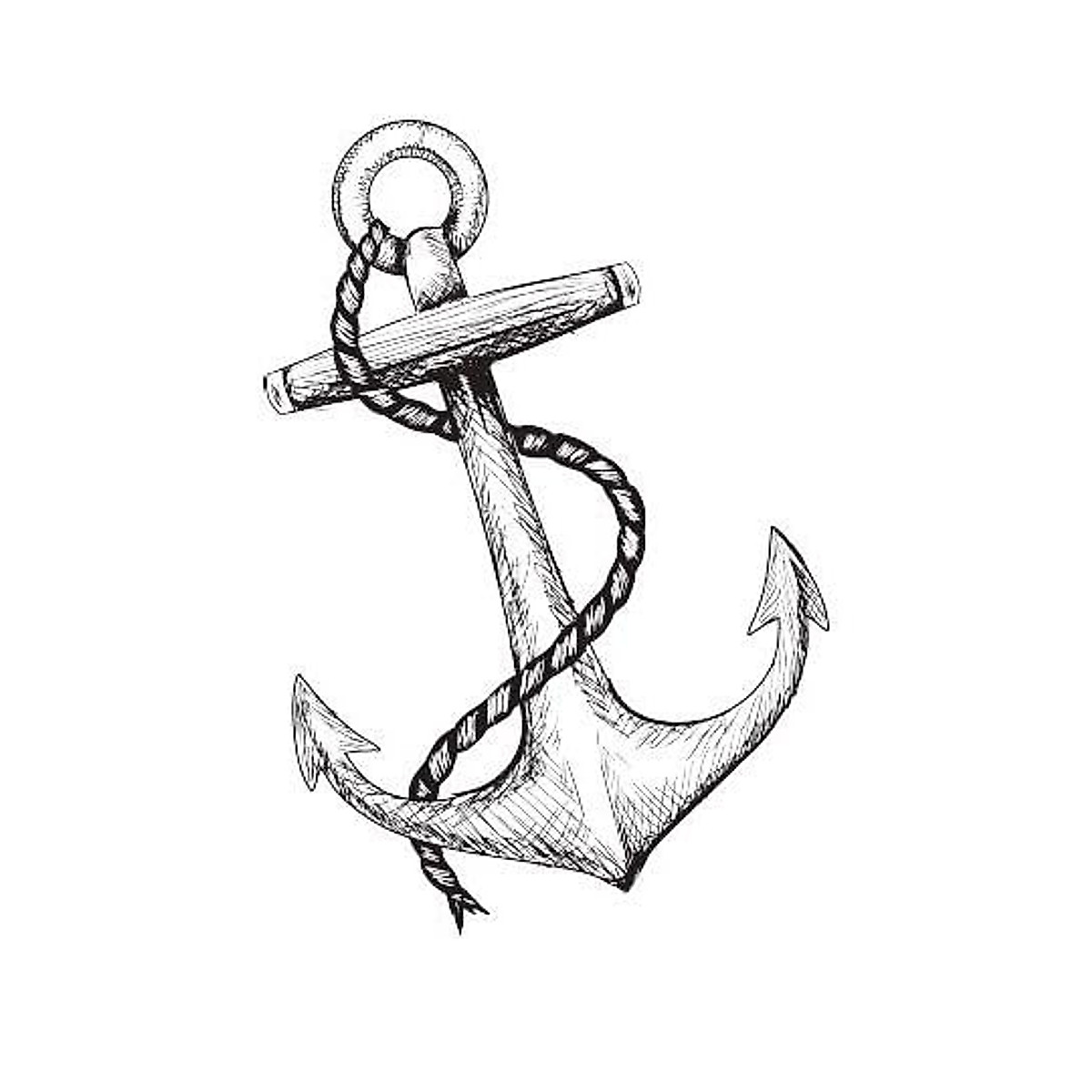 SanerLian Anchor Ship Temporary Tattoo Sticker Waterproof Vintage Adult Men Women Hand Arm Shoulders Body Art 10.5X6cm Set of 24 (SF188)