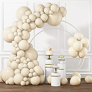 RUBFAC White Sand Balloons Different Sizes 105pcs 5/10/12/18 Inch White Cream Balloon Garland Kit for Wedding Baby Shower Birthday Party Supplies Bridal Shower Decorations