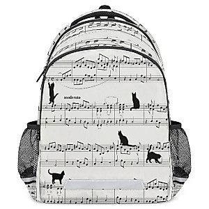 YoCosy Cute Black Cat Animal Music Note Backpack School Bookbag Laptop Purse Casual Daypack for Teen Girls Women Boys Men College Travel