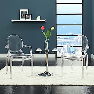 Modway Casper Modern Acrylic Stacking Kitchen and Dining Room Arm Chair in Clear - Fully Assembled