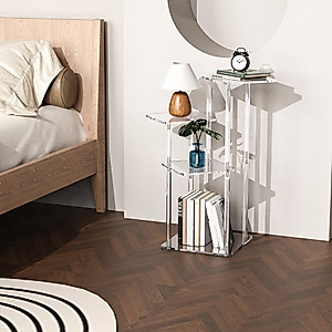 NiHome 4-Tier Clear Acrylic Side Table for Modern Homes, 27" High Easy Assembly Space-Saving Design, Versatile Use for Decor and Storage in Living Room, Bedroom, Office, Supports Up to 20 lbs Per Tier