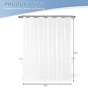 downluxe Waterproof Clear Shower Curtain Liner - PEVA Heavy Duty Plastic Shower Liner with 3 Magnets, Shower Curtains for Bathroom, 72" x 72", Clear