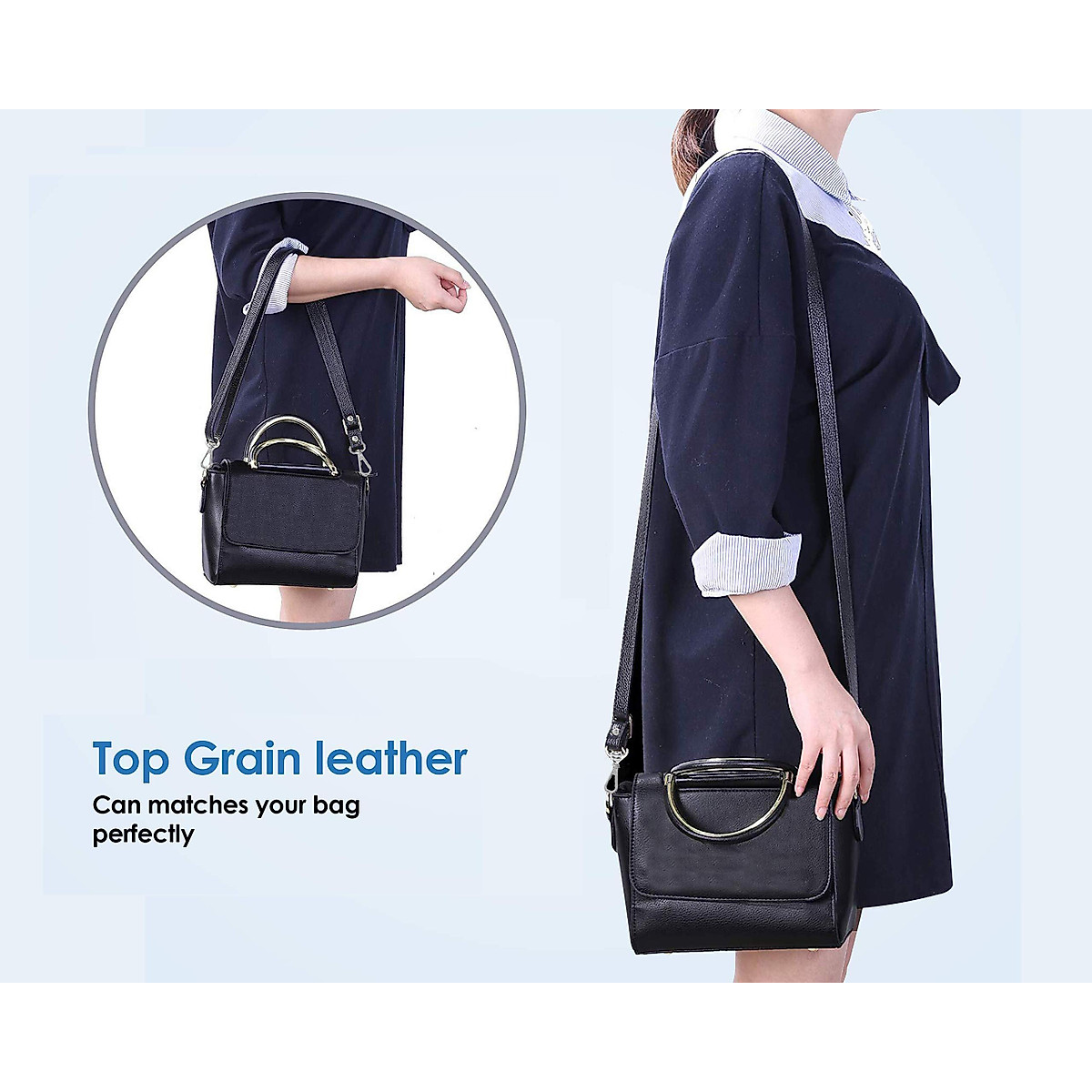 SeptCity Purse Strap Replacement, Genuine Leather Adjustable Crossbody Shoulder Straps For bags1.8 CM Width