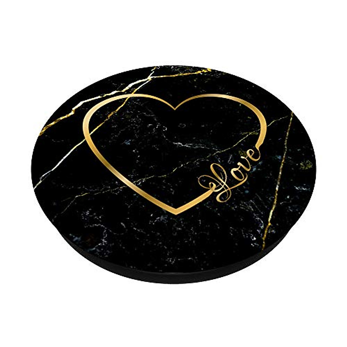 Love Heart Gold Black Marble-Look Cute for Girls Women Her PopSockets PopGrip: Swappable Grip for Phones & Tablets