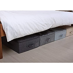 iwill CREATE PRO Ultra Large Size Underbed Storage Bins Set, Folding Washable, Good for Duvets, Blankets, Shoes, Garment Organizer, Beige