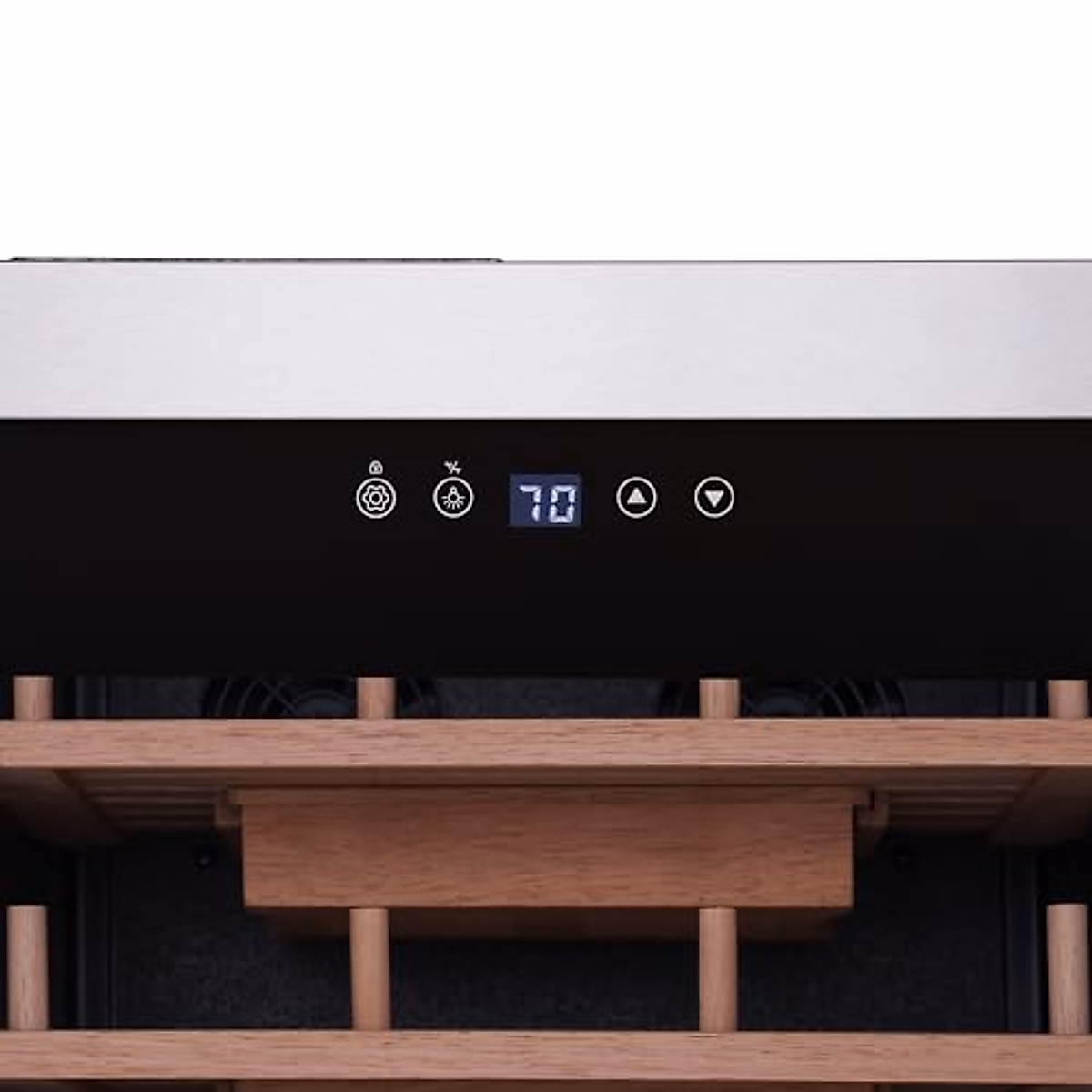 NewAir x Boveda 500 Count Electric Humidor, Spanish Cedar Shelves with Temperature Control, Cigar Humidor Box with Built-In Boveda Humidity Control in Stainless Steel