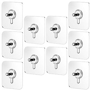 DOITOOL Self Adhesive Nails Wall Mount Non-Trace Screw Hook Stickers，10 Pcs Screw Free Stickers for Hanging Bathroom Kitchen Shower Room （16mm）