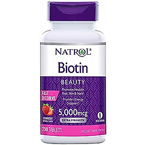 Natrol Biotin BEAUTY 5,000 mcg, 250 Fast Dissolve Tablets