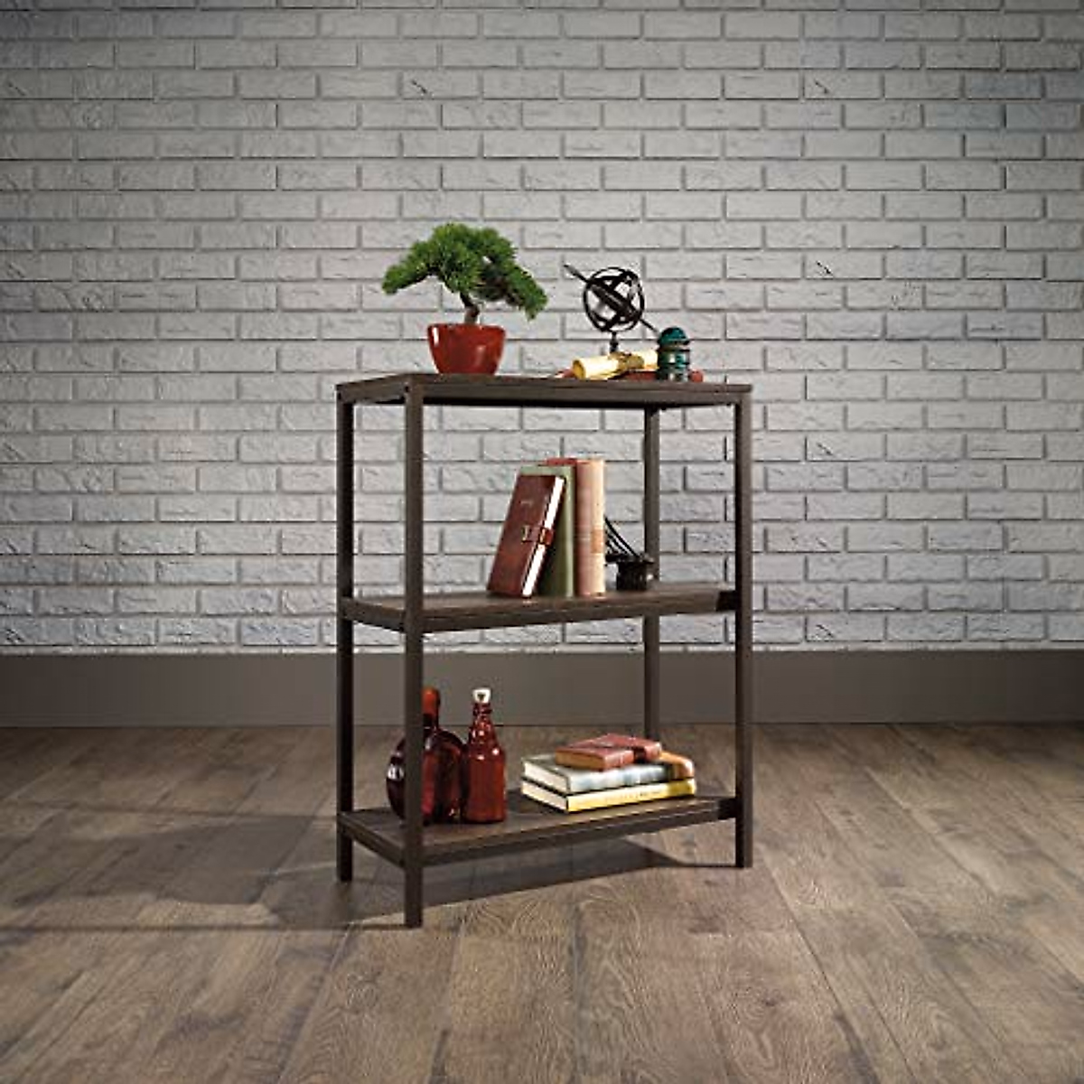 Sauder,3 shelves North Avenue Bookcase, Smoked Oak finish