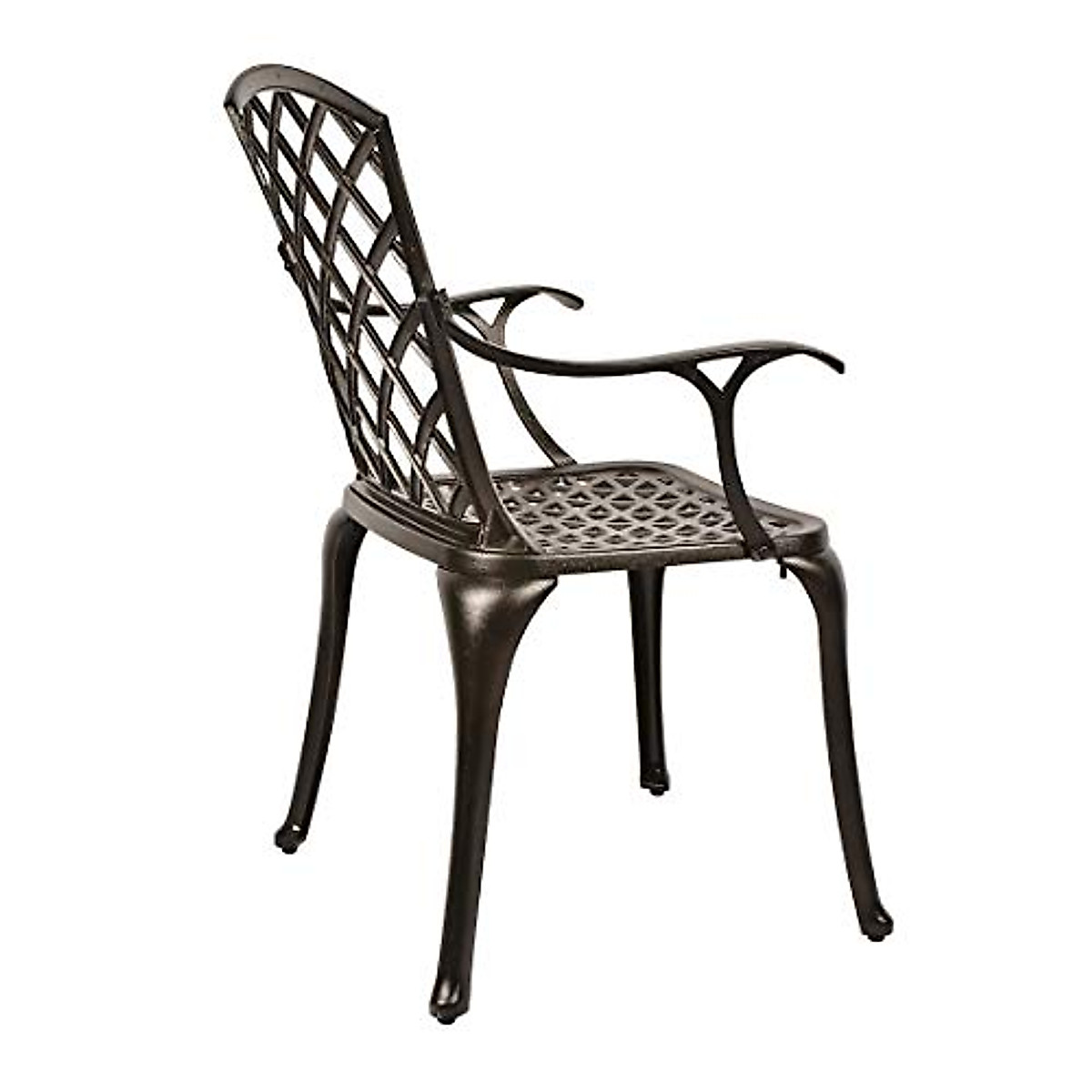 OKIDA 2 Piece Cast Aluminum Arm Dining Chairs, Outdoor Patio Bistro Chair Set of 2 for Garden, Backyard, Lattice Weave Design