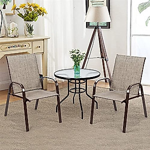 WYFDP 2 Piece Patio Chair Outdoor Dining Chair Garden Terrace Yard Armchair