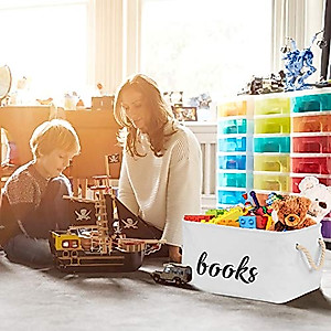 GIRVEM Books Storage Basket, Organizer Box for Baby, Kids or Pets - Storage Bins