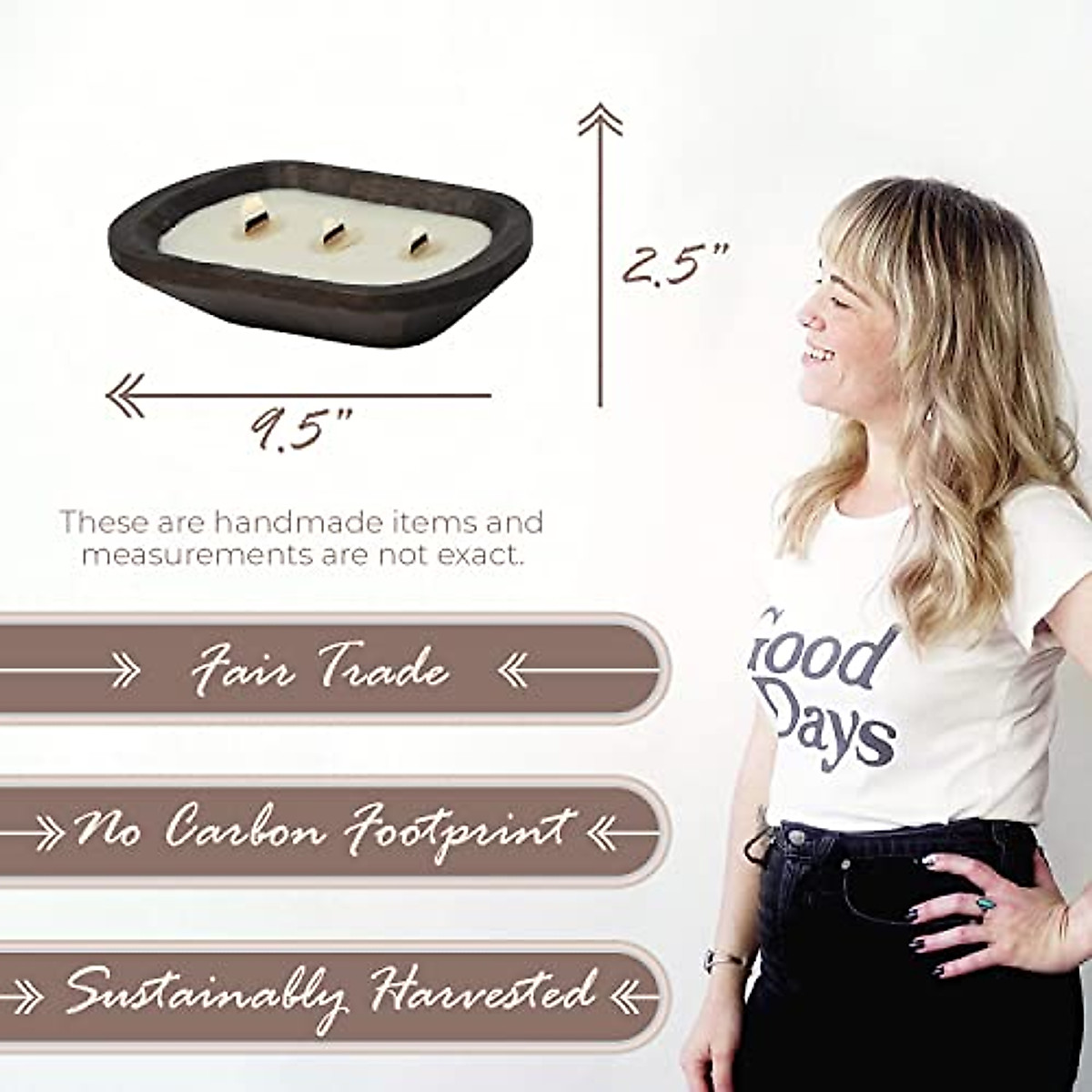 Wick Wooden Dough Bowl Gift Boxed Candle | Beautifully Packaged | High Fragrance Load | Long Burn Times (Juniper and Cedar Wood, Small)