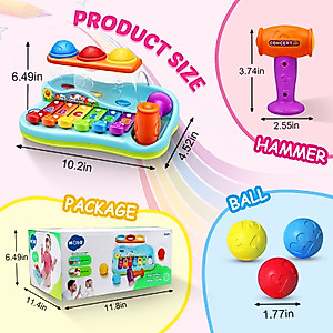 NVHH Baby Toys 12-18 Months Hammer Pounding Xylophone Kids Gifts for 1 2 3+ Year Old Boys Girls, Early Educational with Music Balls, Christmas Birthday Toys for 6 to 12 Months